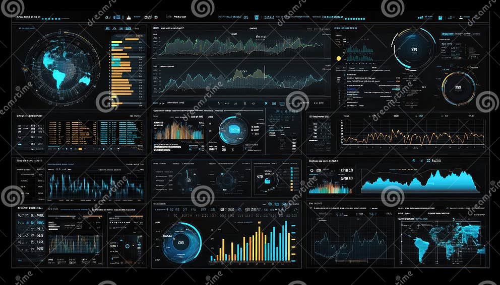 Advanced Data Analytics Dashboard Showing Global Trends and Visualizations Stock Image - Image ...