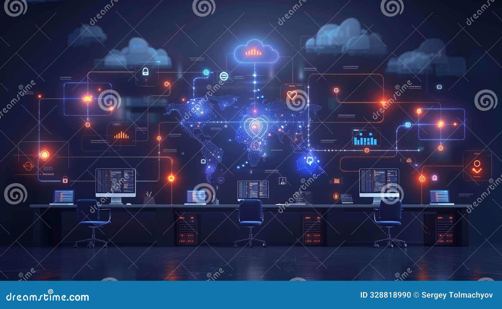 Advanced Data Analytics Display in a Modern Tech Office Environment at ...