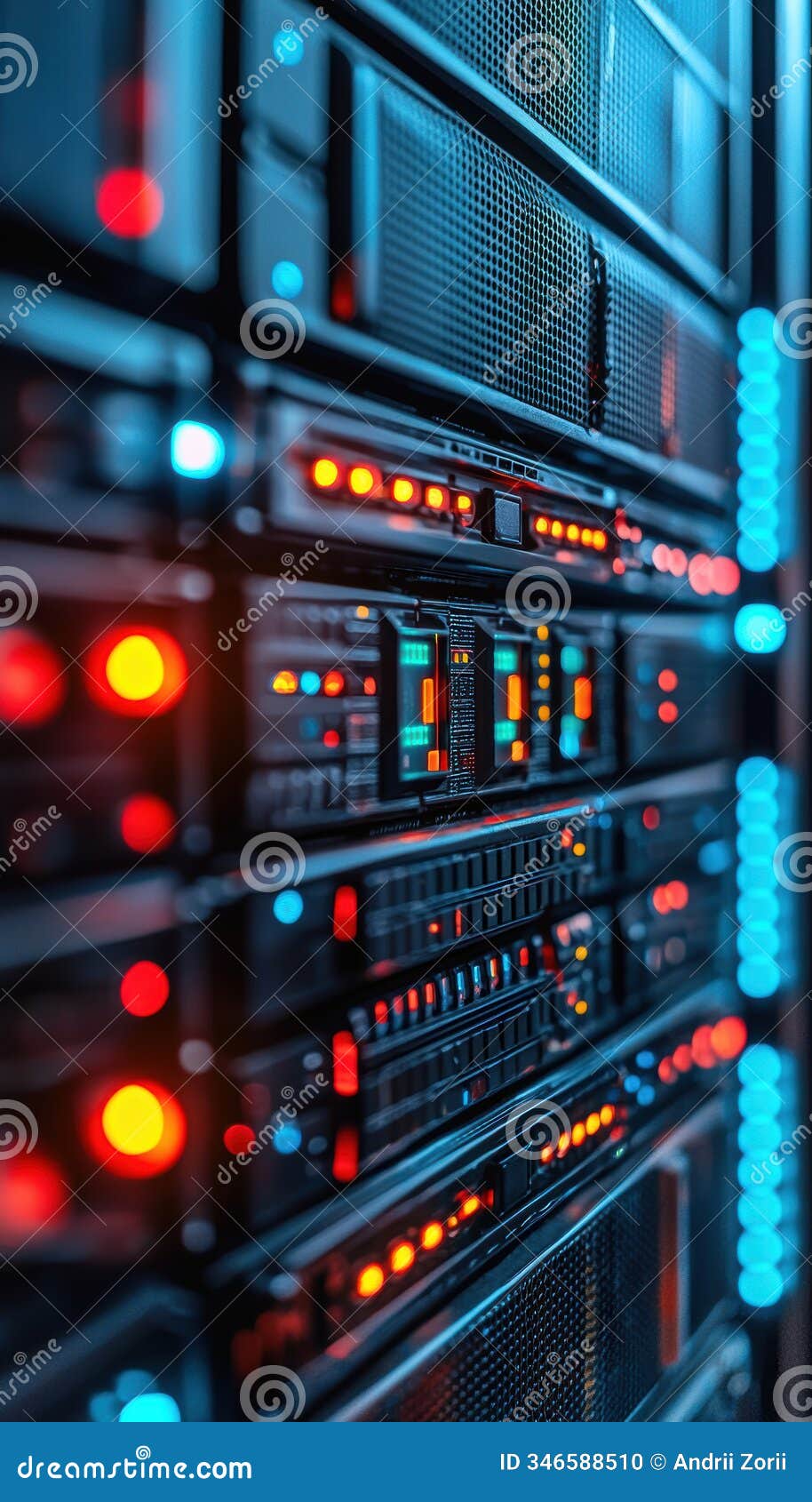 Advanced Data Center Infrastructure with Flashing LED Indicators and ...