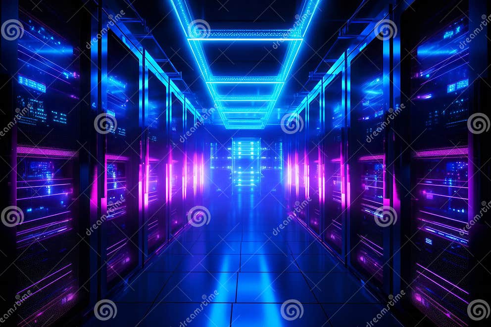 Advanced Data Center Server Racks Emit a Futuristic Glow of Modern ...