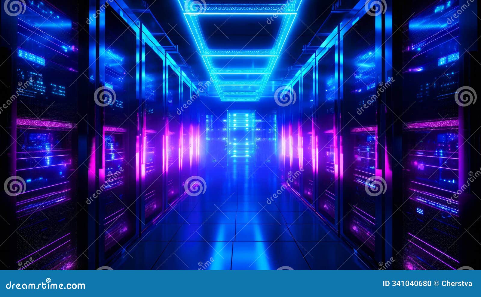 Advanced Data Center Server Racks Emit a Futuristic Glow of Modern ...