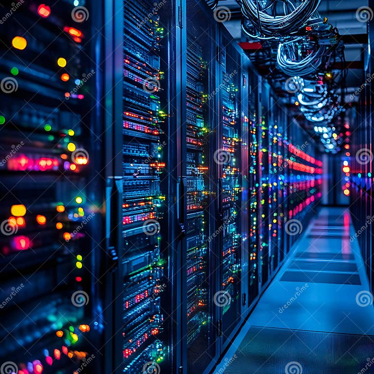 Advanced Data Center Server Racks with Illuminated Lights and Cable ...