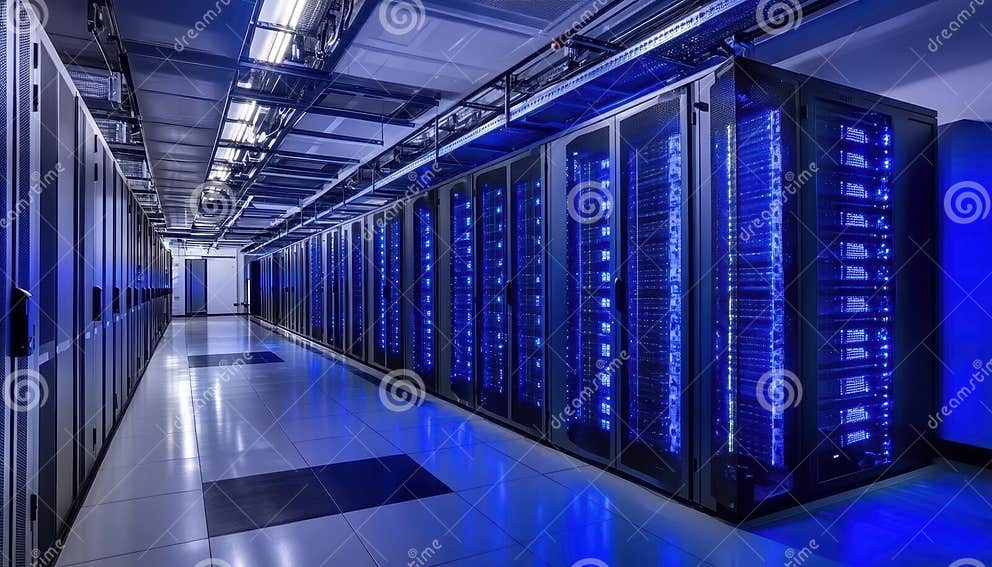 Advanced Data Center Showcasing Server Racks and Cloud Computing ...