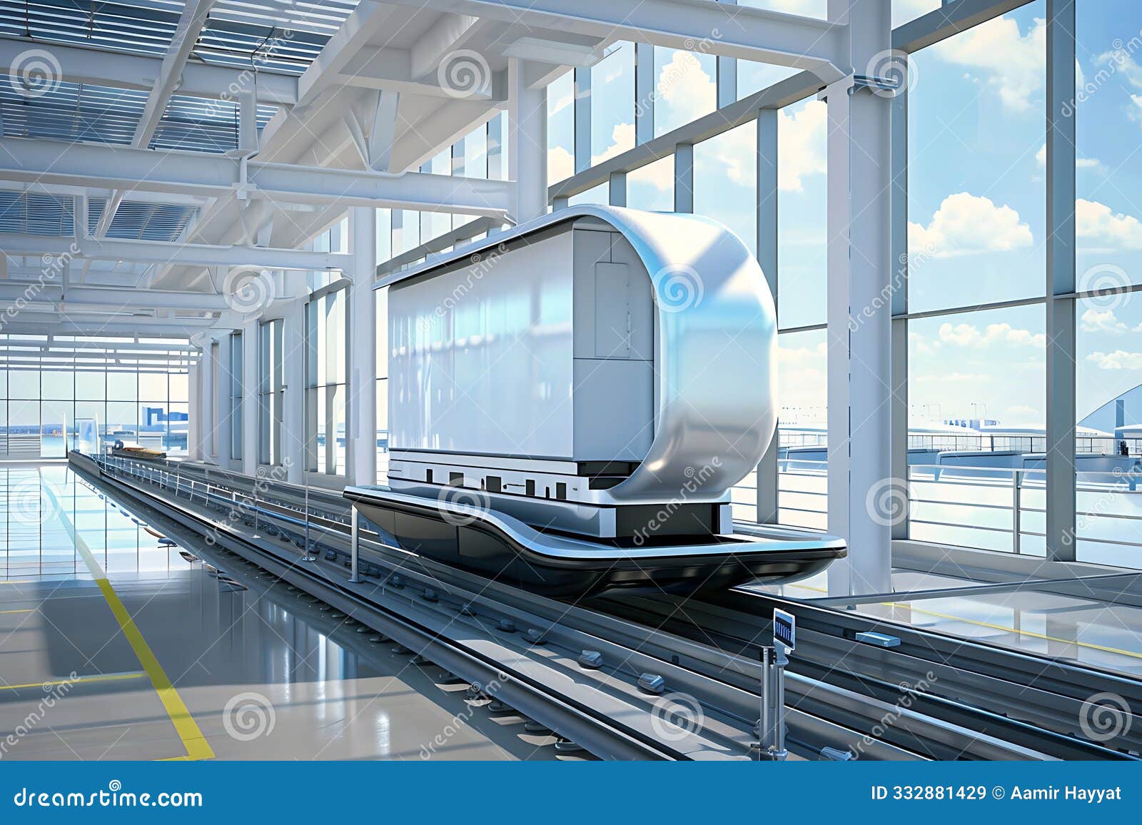 Advanced Design of Electric Train and Waiting Area Hall with Modern ...