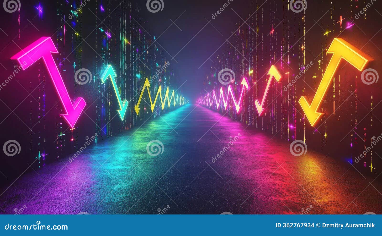 An Advanced Digital Chart Displaying Climbing Arrows and Vibrant Tones ...