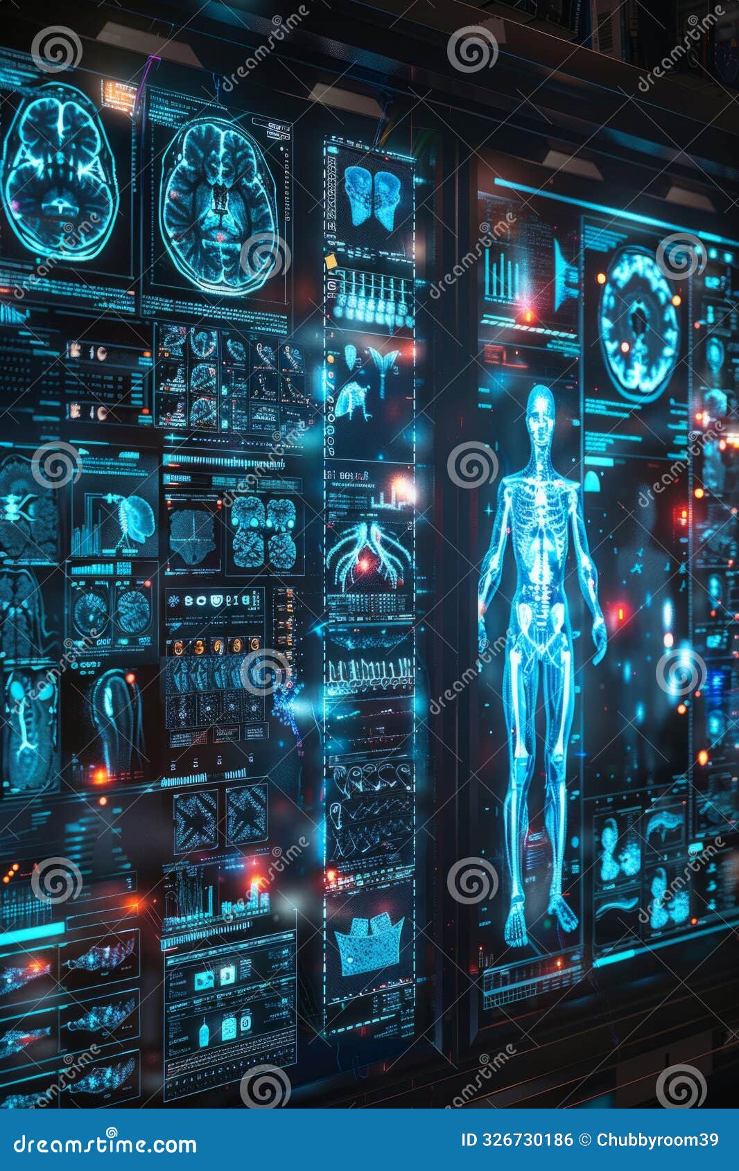 An Advanced Digital Display Showcases a Human Body and Various Internal ...