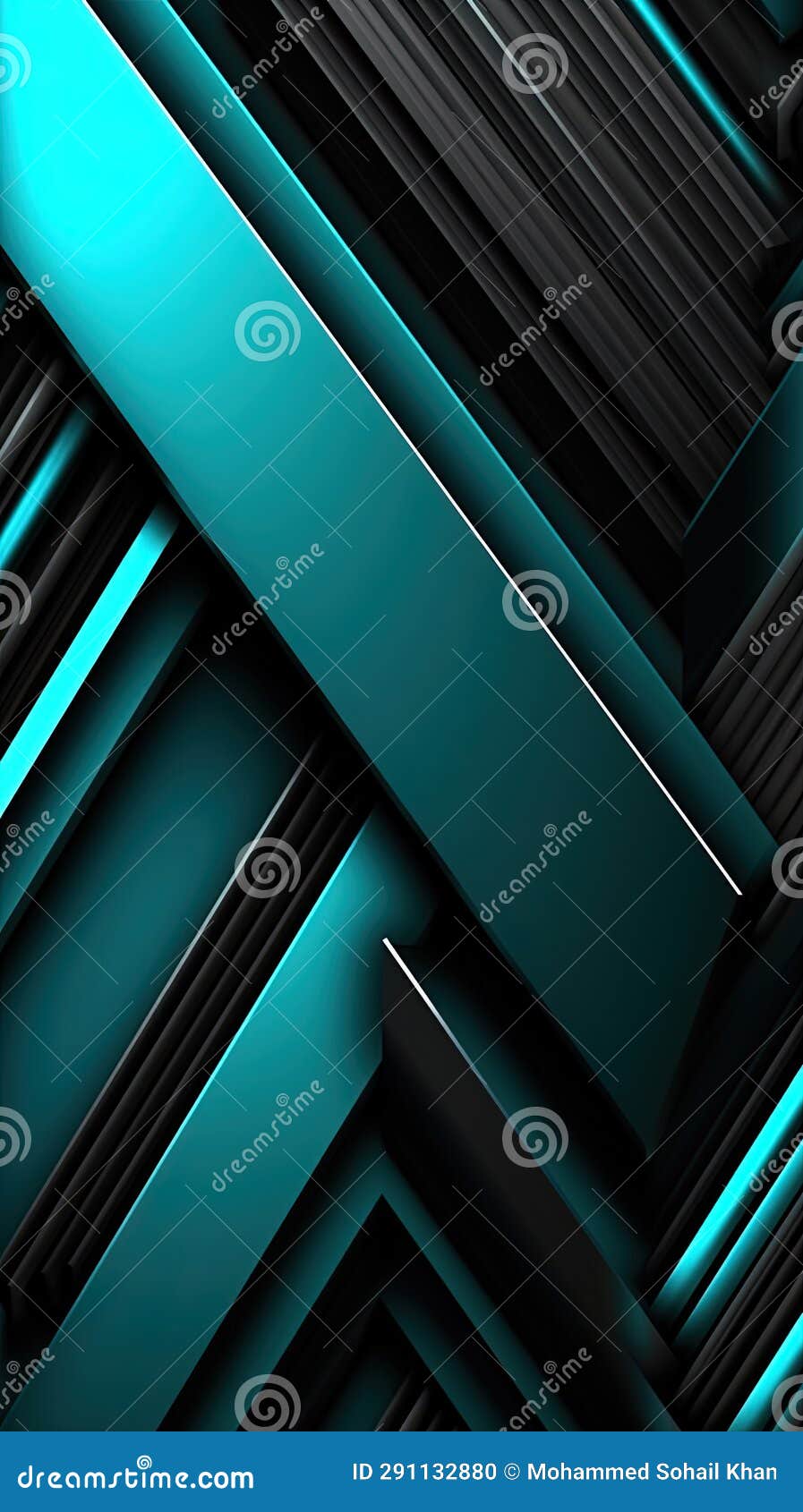 Advanced Digital Geometric Technology Cyan and Black Background Stock ...