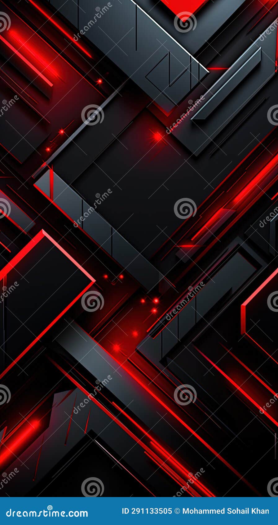 Advanced Digital Geometric Technology Red and Black Background Stock ...