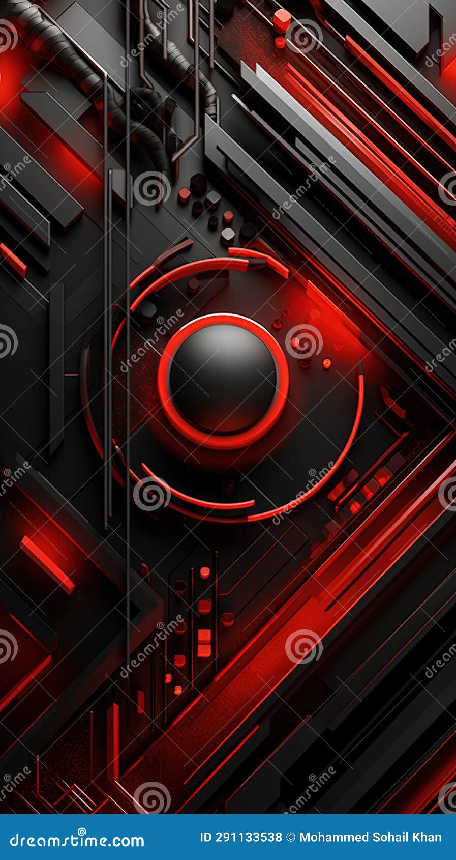 Advanced Digital Geometric Technology Red and Black Background Stock ...