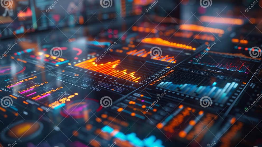 An Advanced Digital Interface with Glowing Data Analytics, Displaying ...