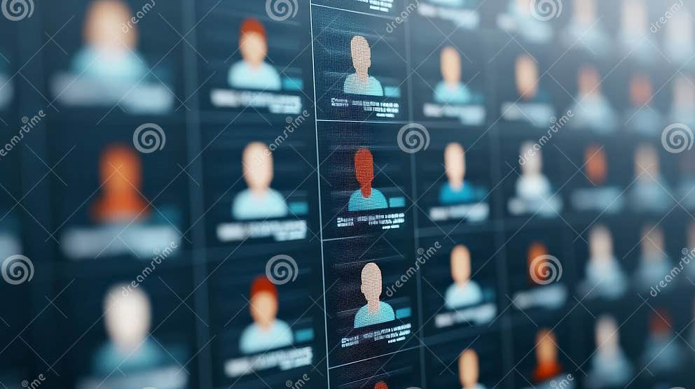 Advanced Digital Profile Database Featuring Rows of Diverse User ...