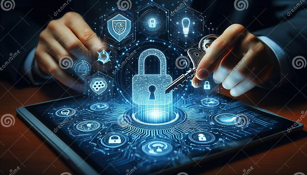 Advanced Digital Security Interface with Lock Icon Stock Image - Image ...