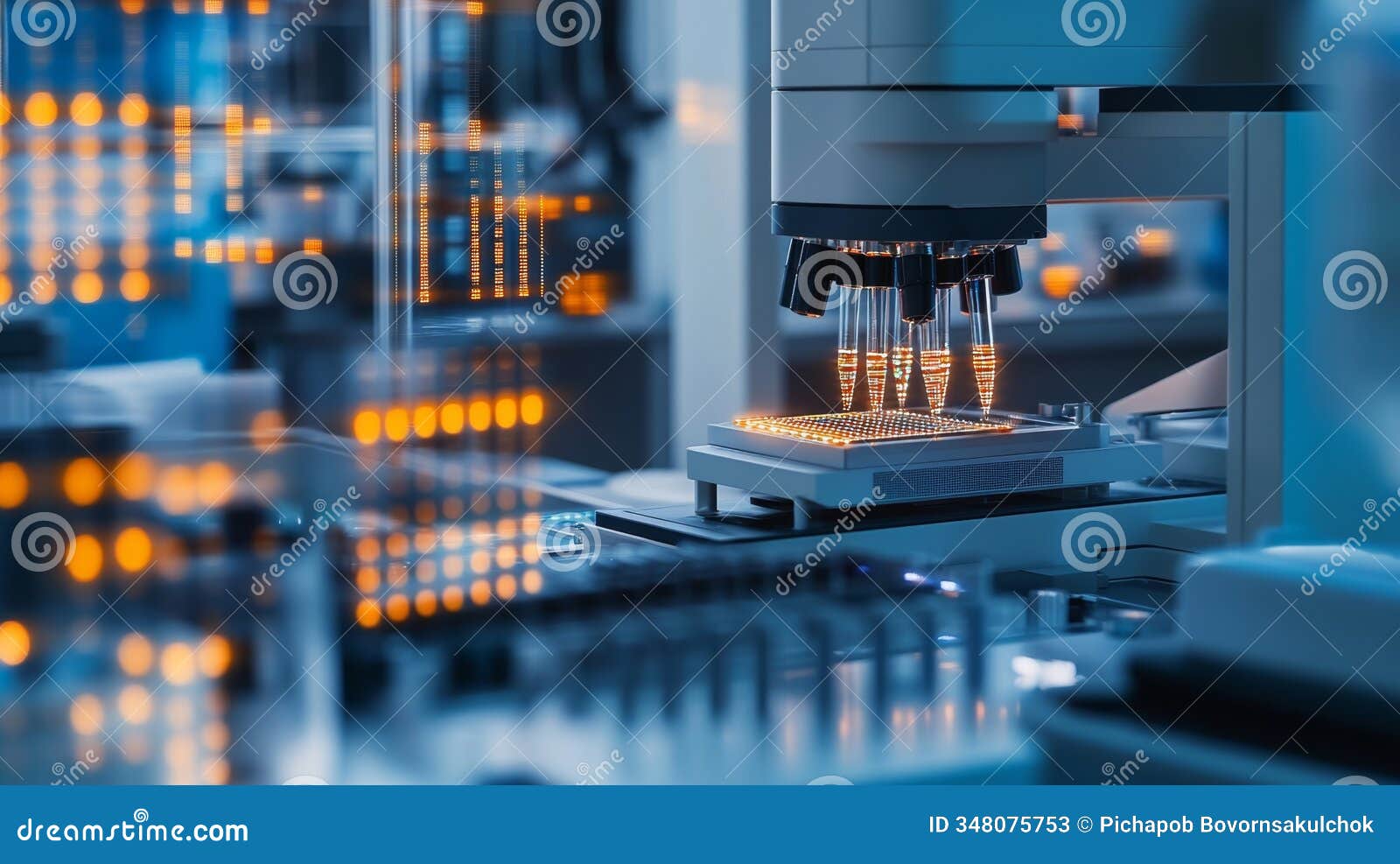 Advanced DNA Sequencing Machine at Work in a Sterile Laboratory ...