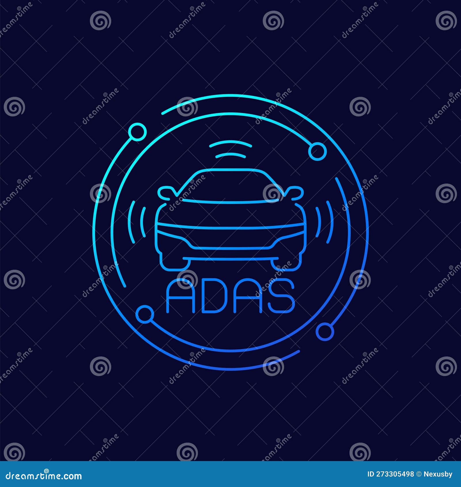 Advanced Driver-assistance System Icon, Linear Stock Vector ...