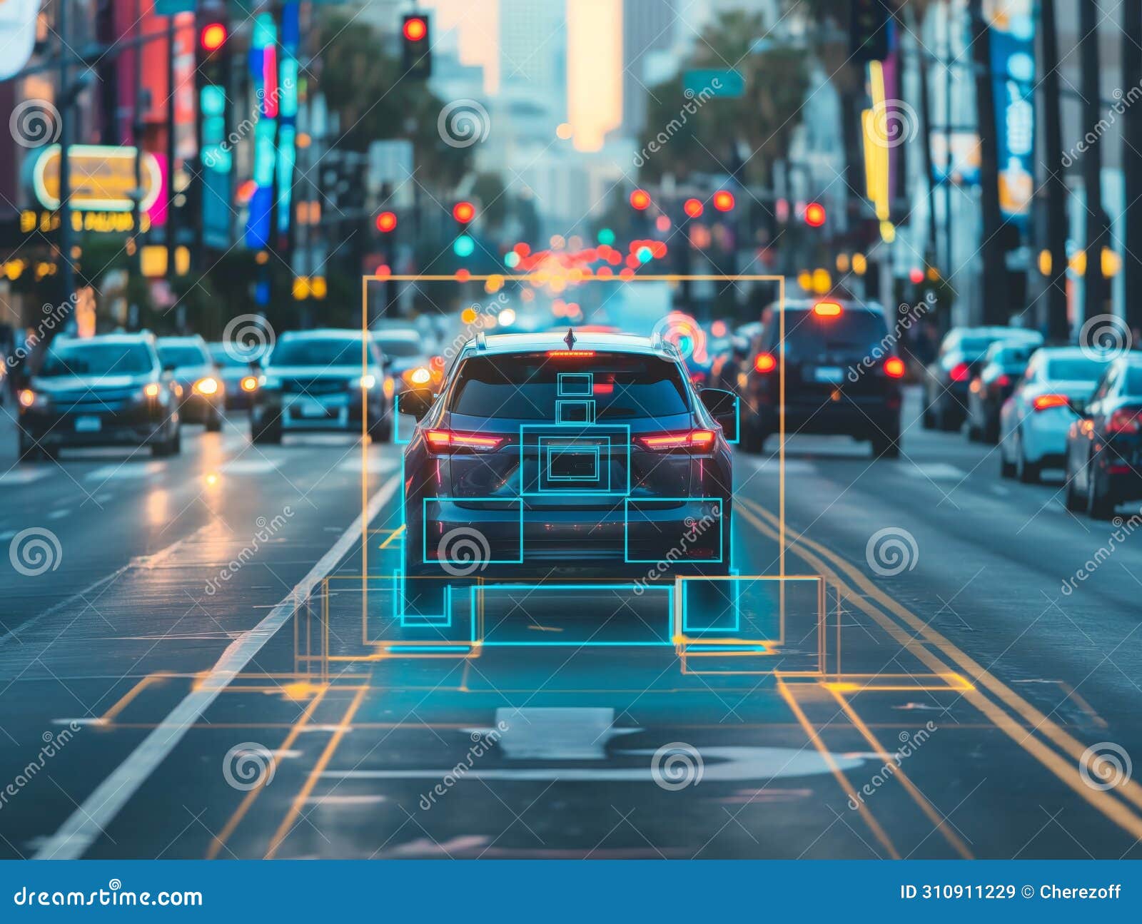Advanced Driver-Assistance System in Urban Traffic Stock Image - Image ...