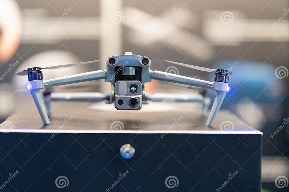 Drone in Flight with Camera Module. Stock Image - Image of aircraft ...