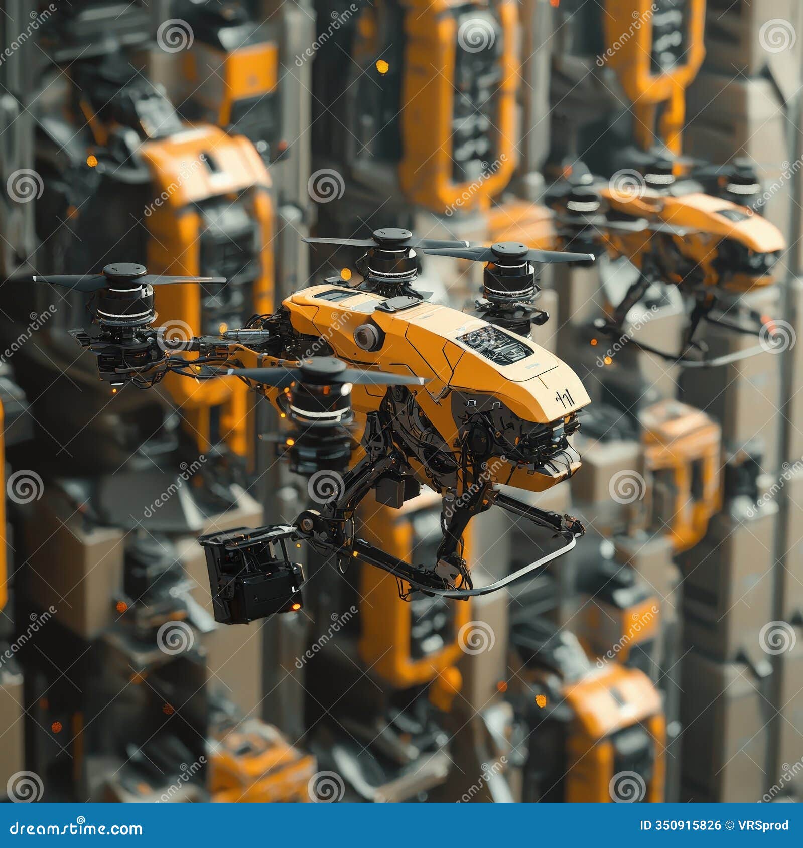 Advanced Drones in Futuristic Storage Facility Stock Photo - Image of ...
