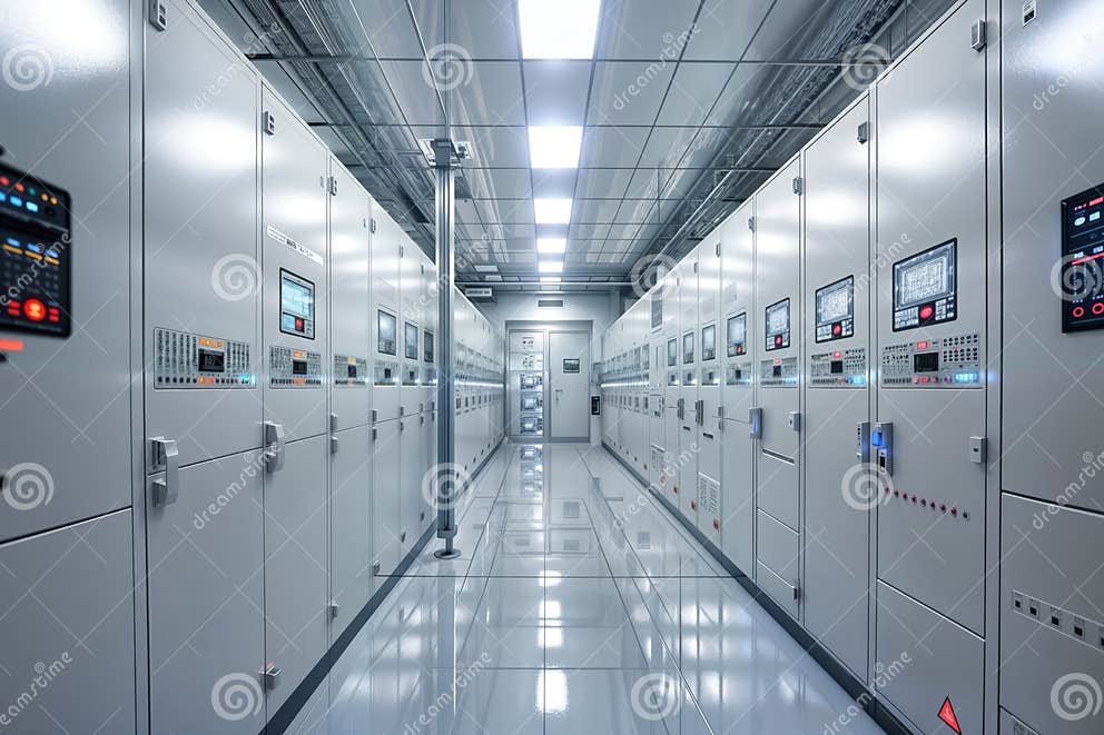 Close-Up of Switchgear Indicators and Cables in Focus, Generative Ai ...