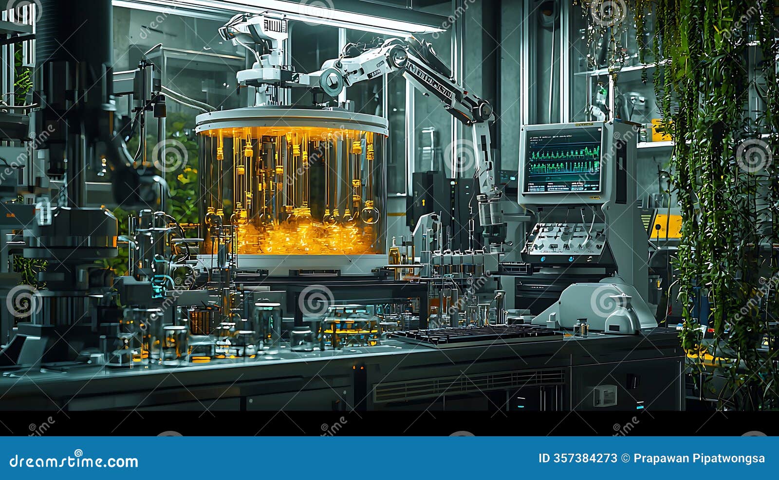 Modern Bioreactor Being Used For Growing Cells In Laboratory Cartoon ...