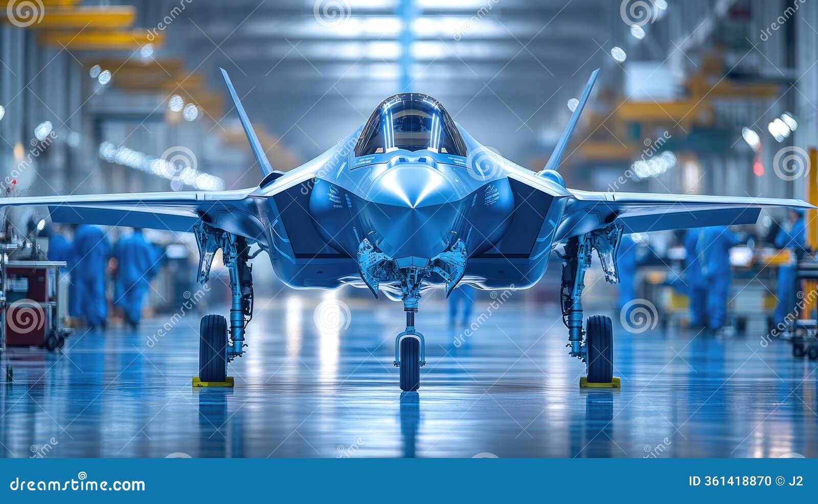 Advanced Fighter Jet in High-tech Manufacturing Facility with Engineers ...
