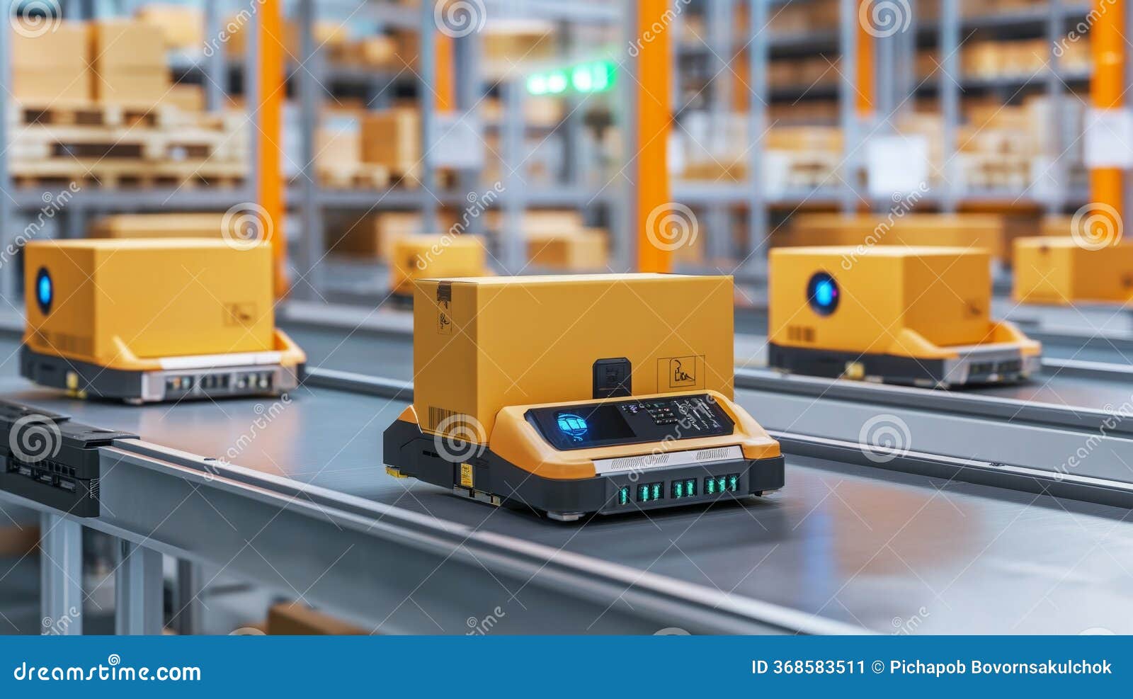 Automated Robotics Arms Assembling Products On Conveyor Belt In Modern ...