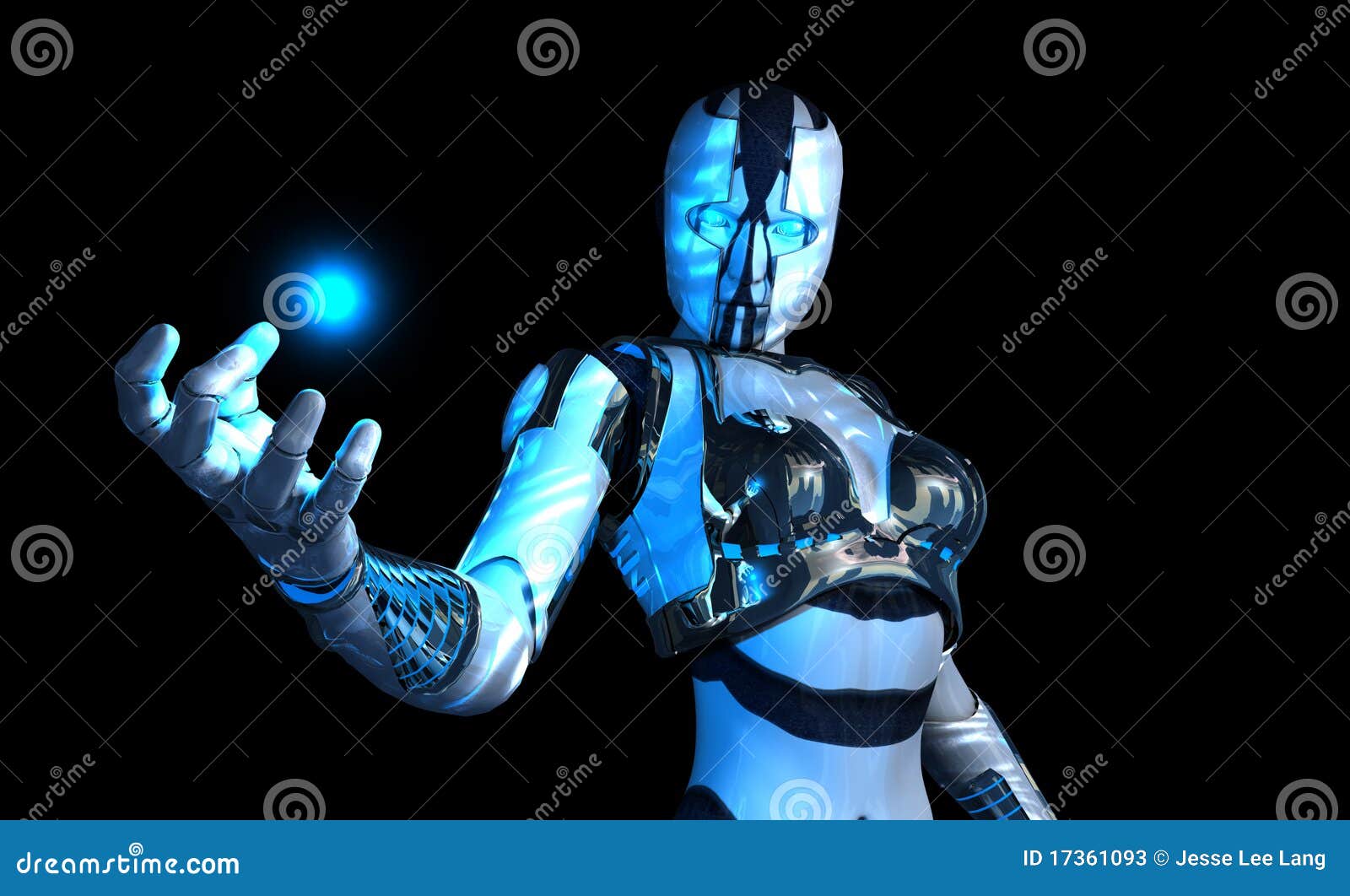 Futuristic Cyborg Illustration Full Body Standing Isolated Royalty-Free ...