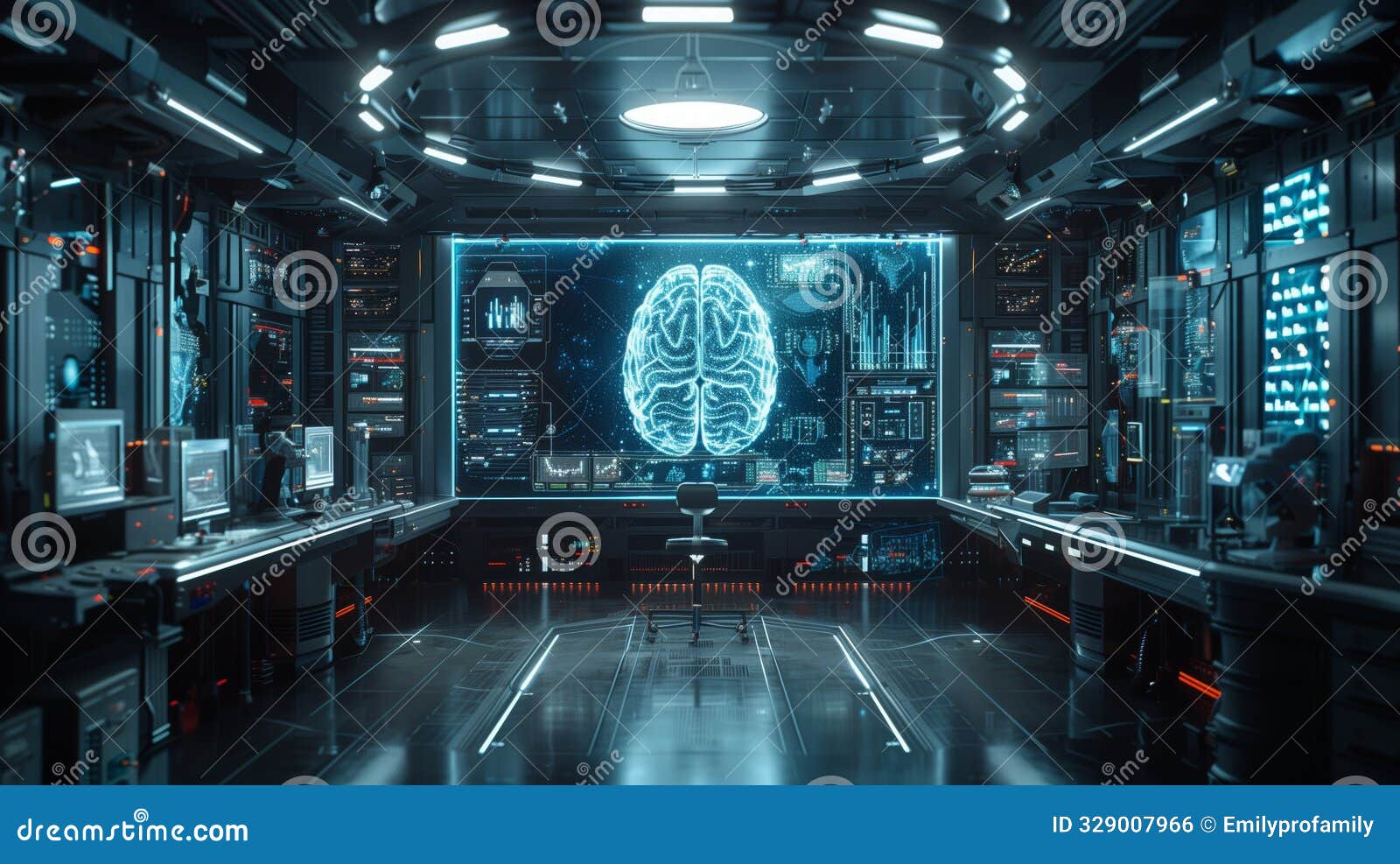 Advanced Futuristic Laboratory with High-Tech Equipment and Interactive ...