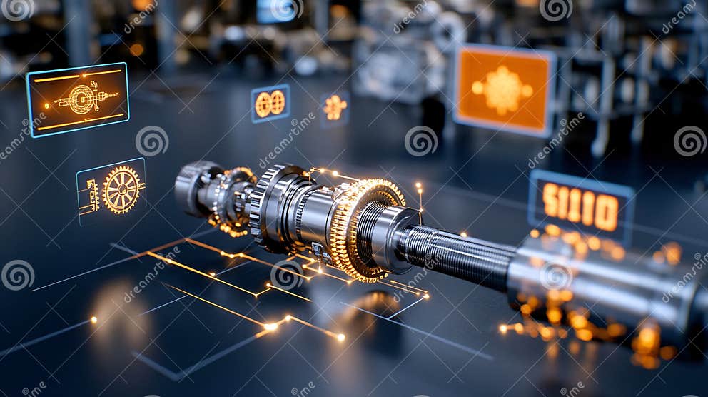 Advanced Gear System Precision Engineering Industrial Technology 3D Render Stock Illustration ...