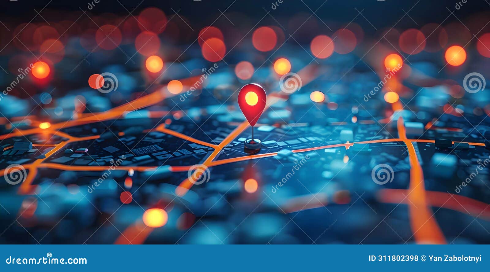 Advanced GPS Technology for Pinpointing New Office Location. Concept ...