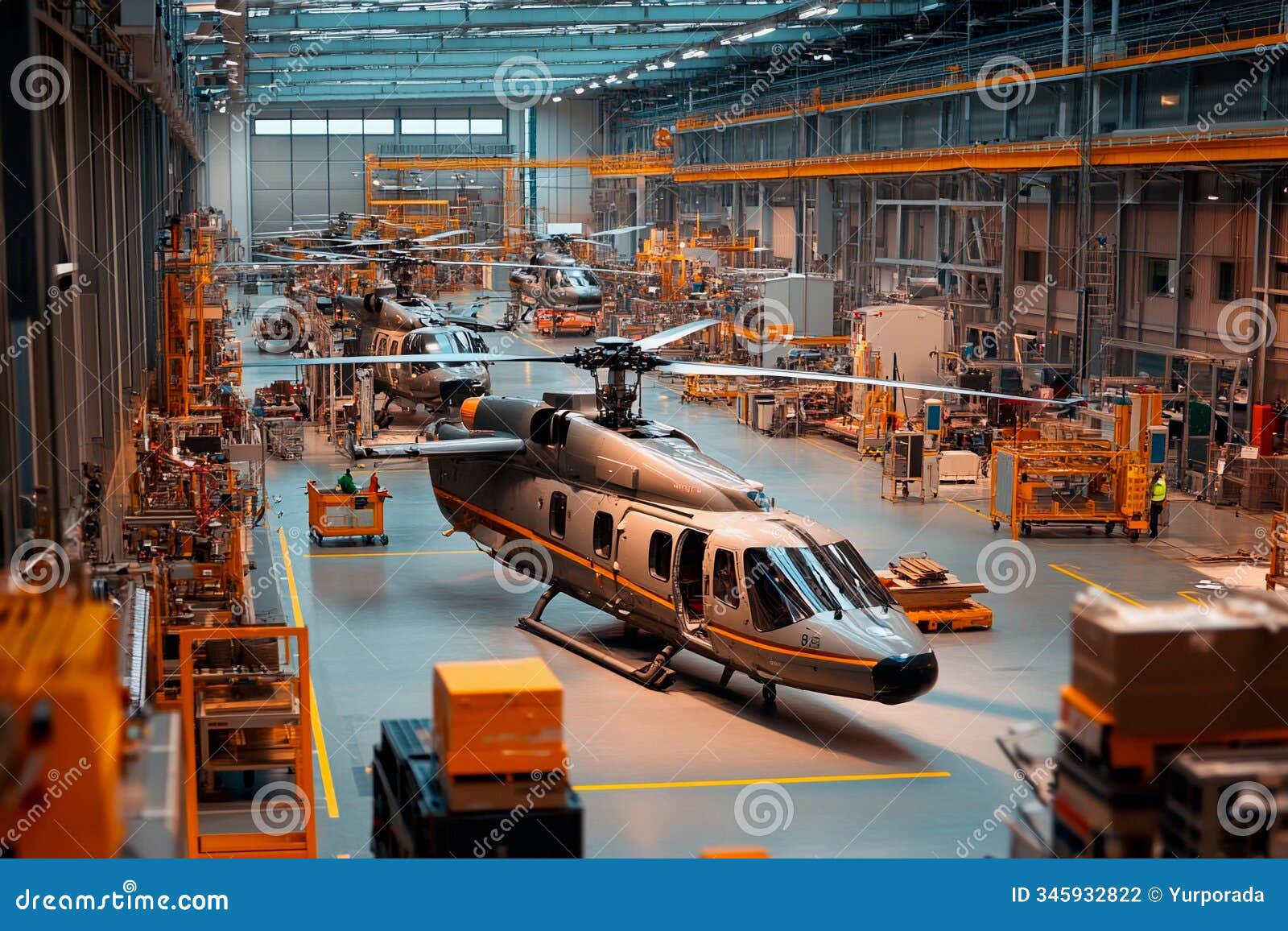 Advanced Helicopters Under Assembly in a Modern Aerospace Facility ...