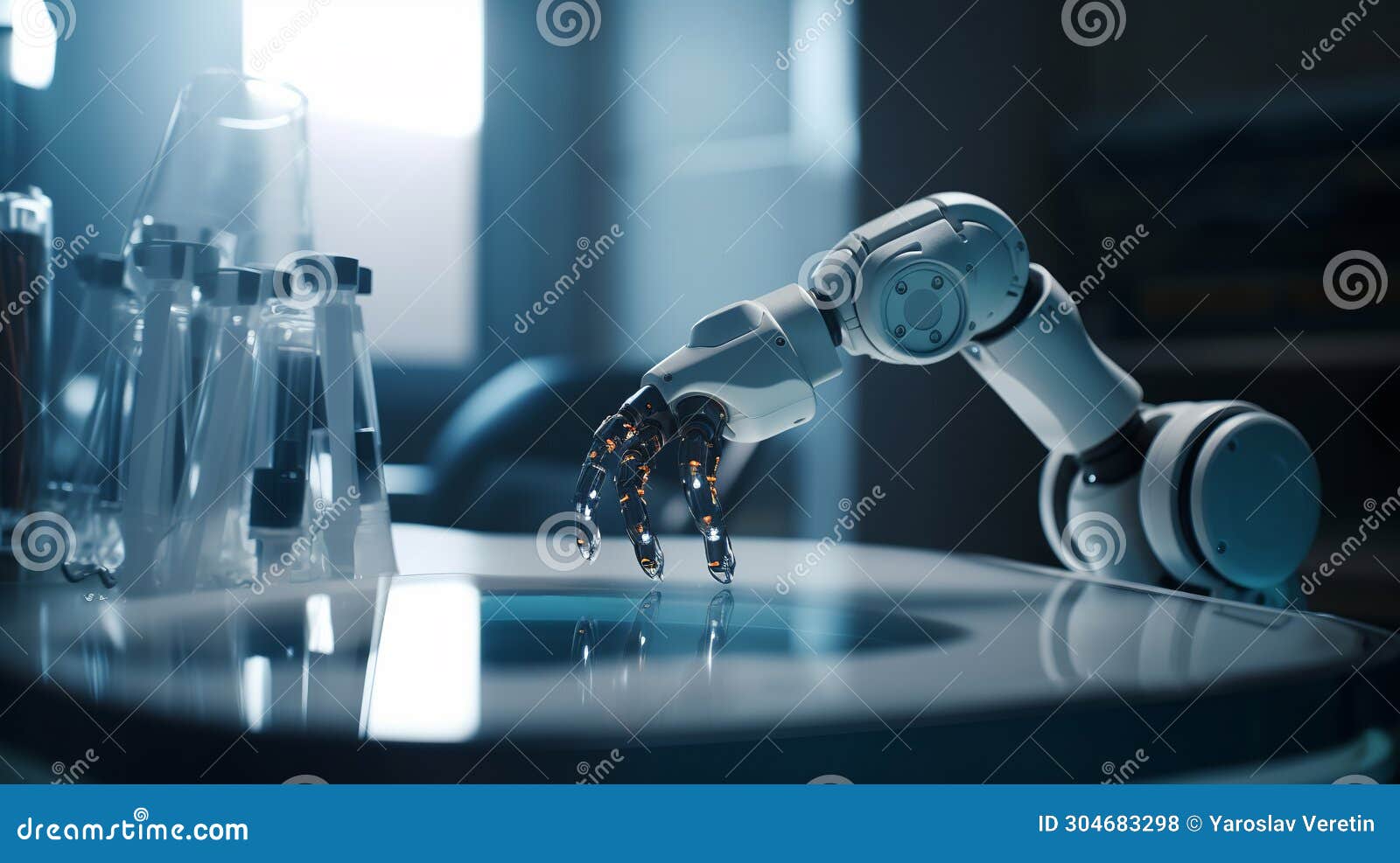 Advanced High Precision Robot Arm Inside Electronic Factory Stock Photo ...