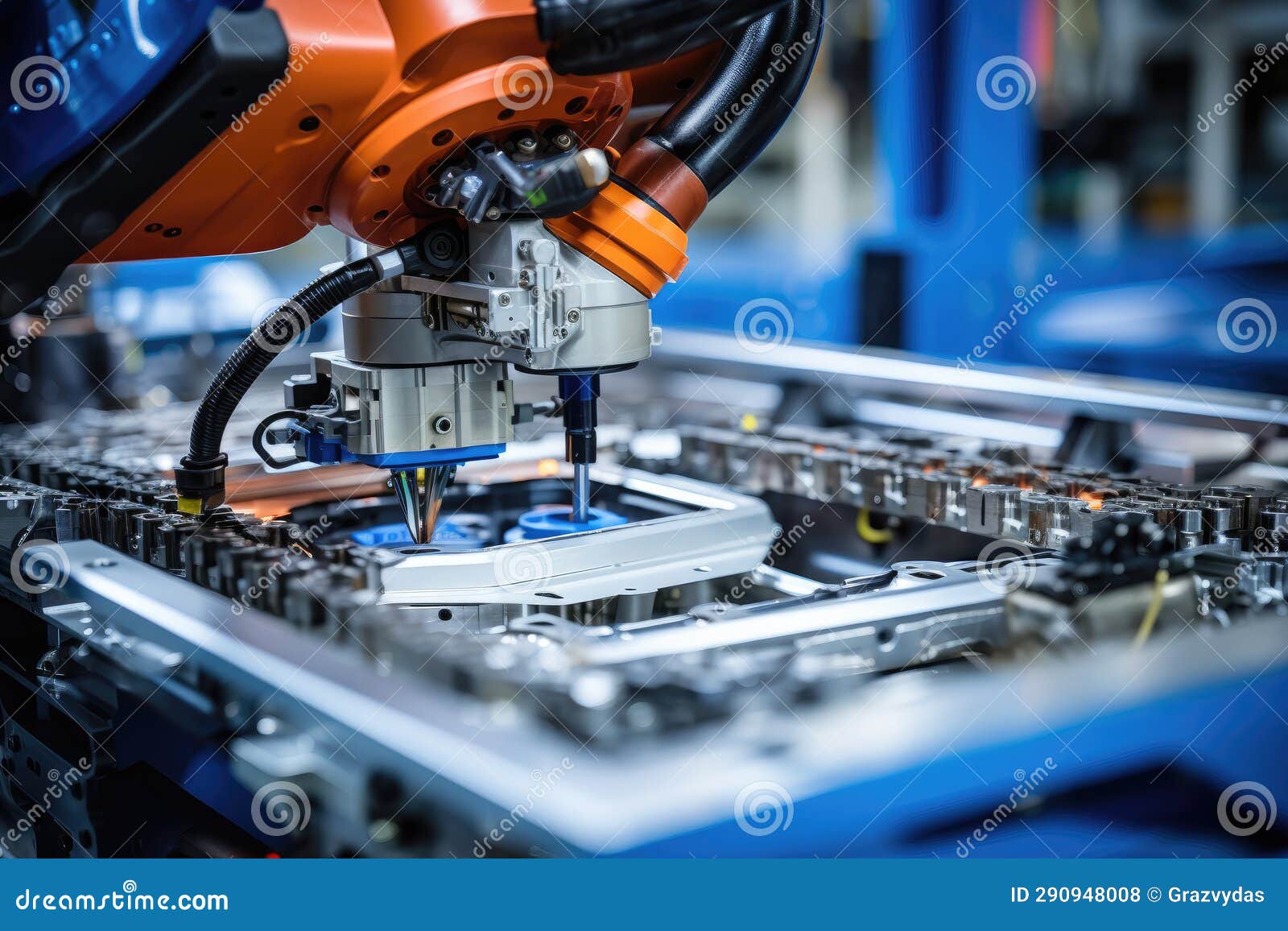 Advanced High Precision Robot Arm Inside Electronics Factory Stock ...