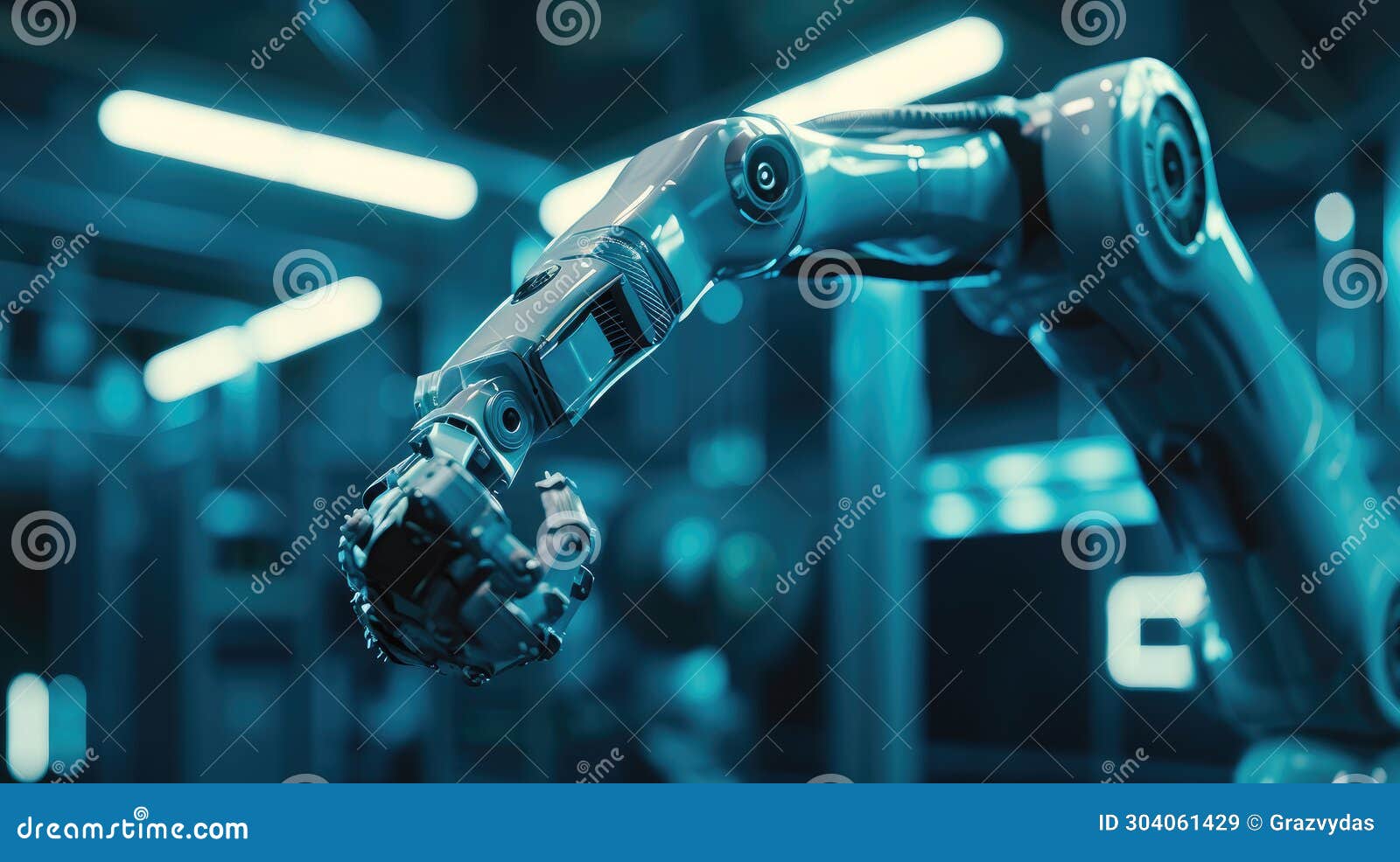 Advanced High Precision Robot Arm Inside Modern Electronics Factory ...