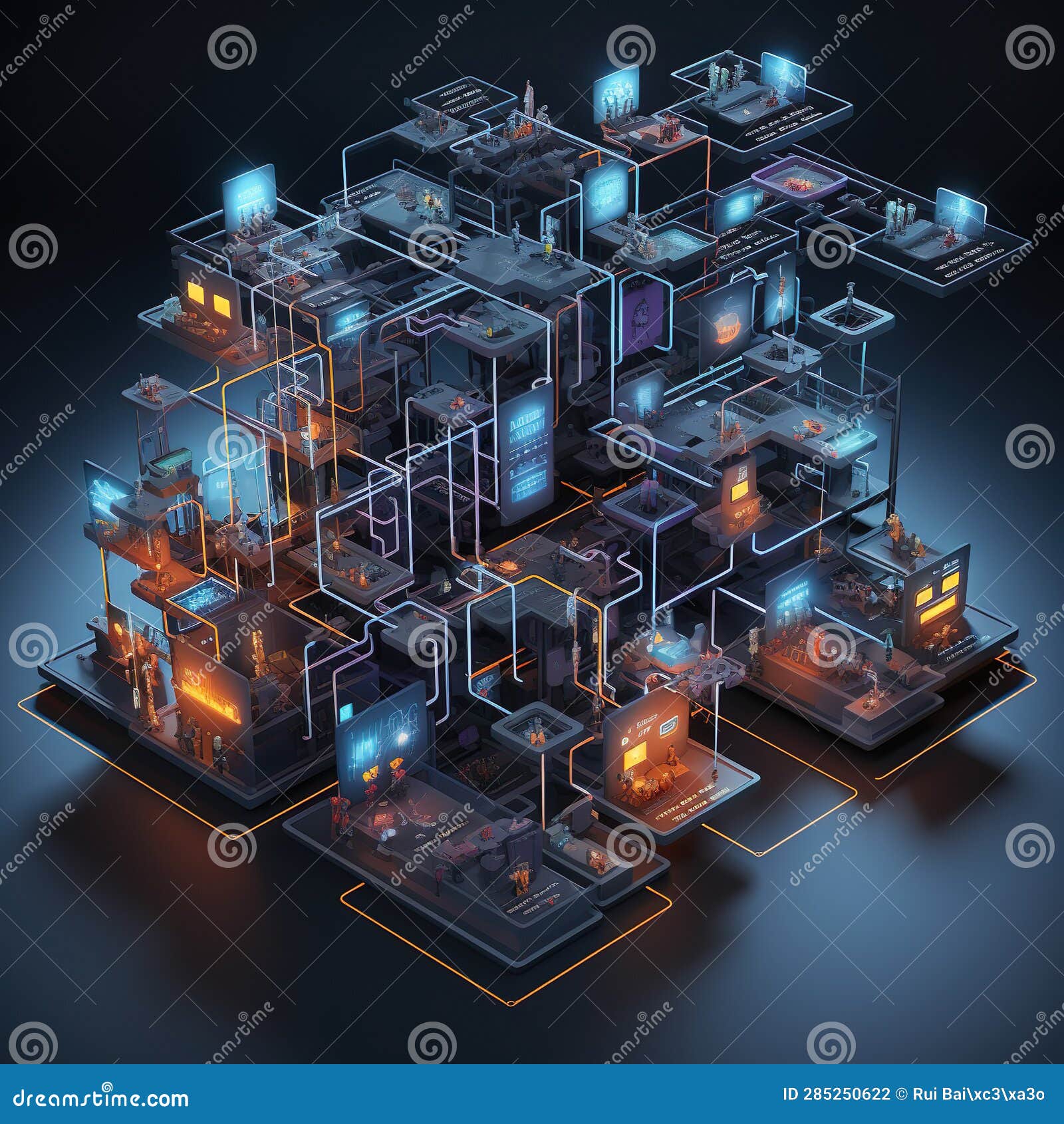 High Tech City of the Future and Modern Technology Landscape Stock ...