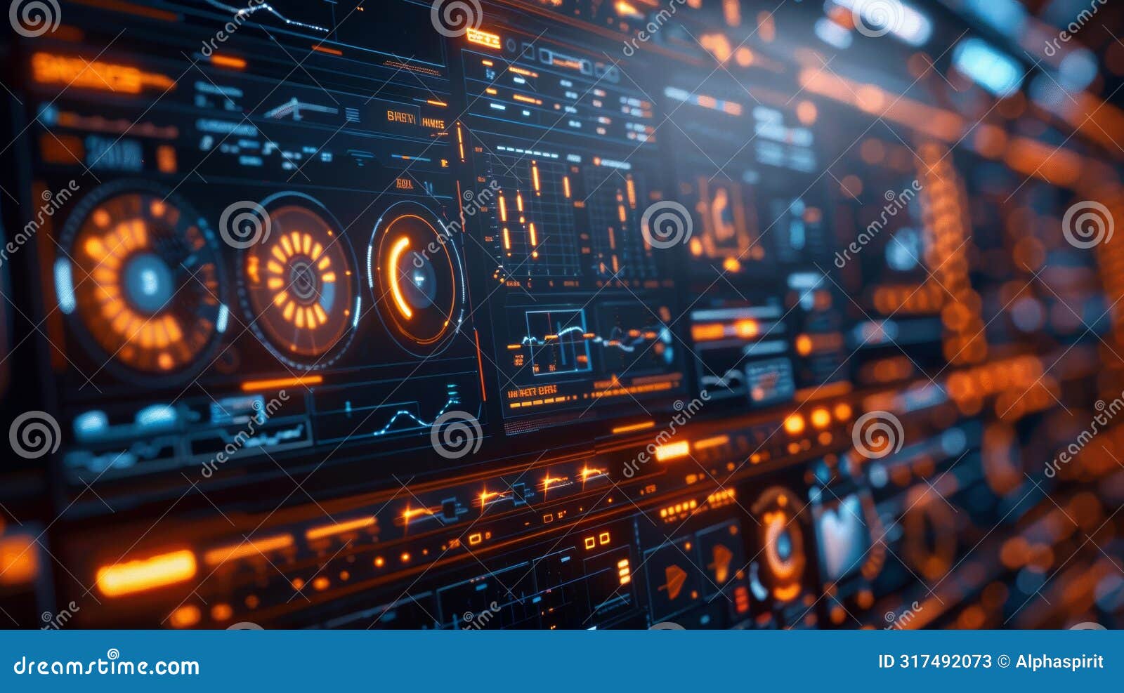 Advanced, Hightech Control Panel Interface with Glowing Screens and ...