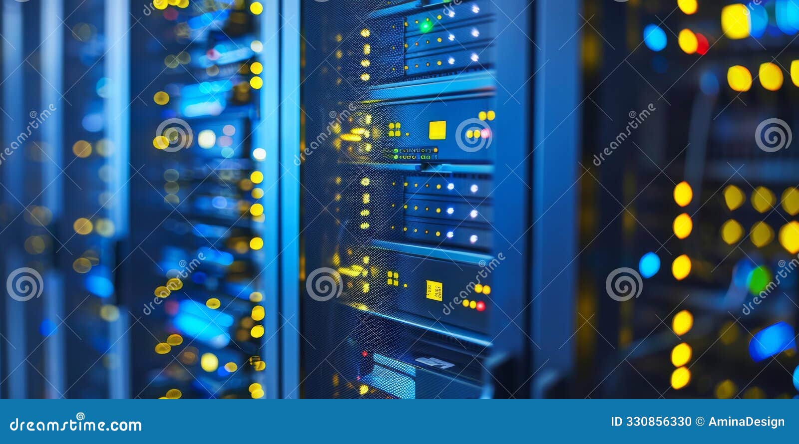 An Advanced HighTech Server Rack is Placed in a Modern Data Center for ...