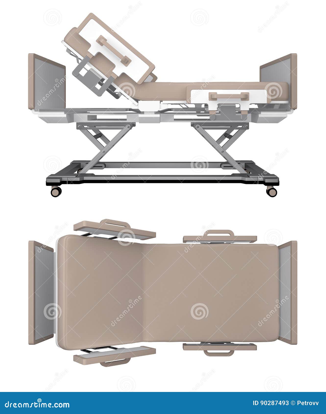 Advanced Hospital Bed Isolated on White 3d Rendering Stock Illustration ...