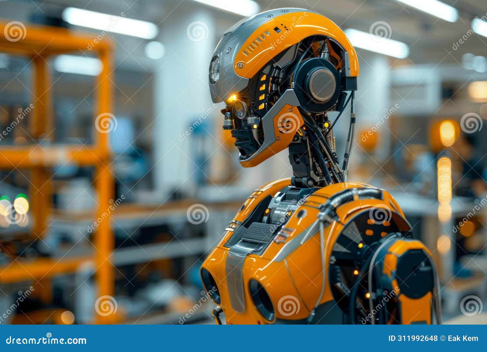 Advanced Humanoid Robot with Artificial Intelligence in a High Tech ...