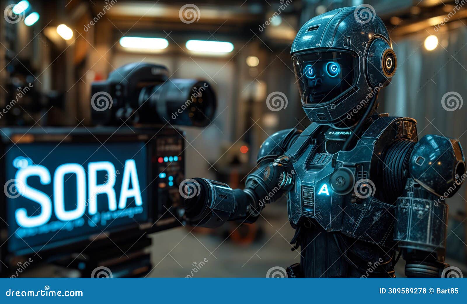 Advanced Humanoid Robot Filmmaker Demonstrating Sora Text-to-Video AI ...