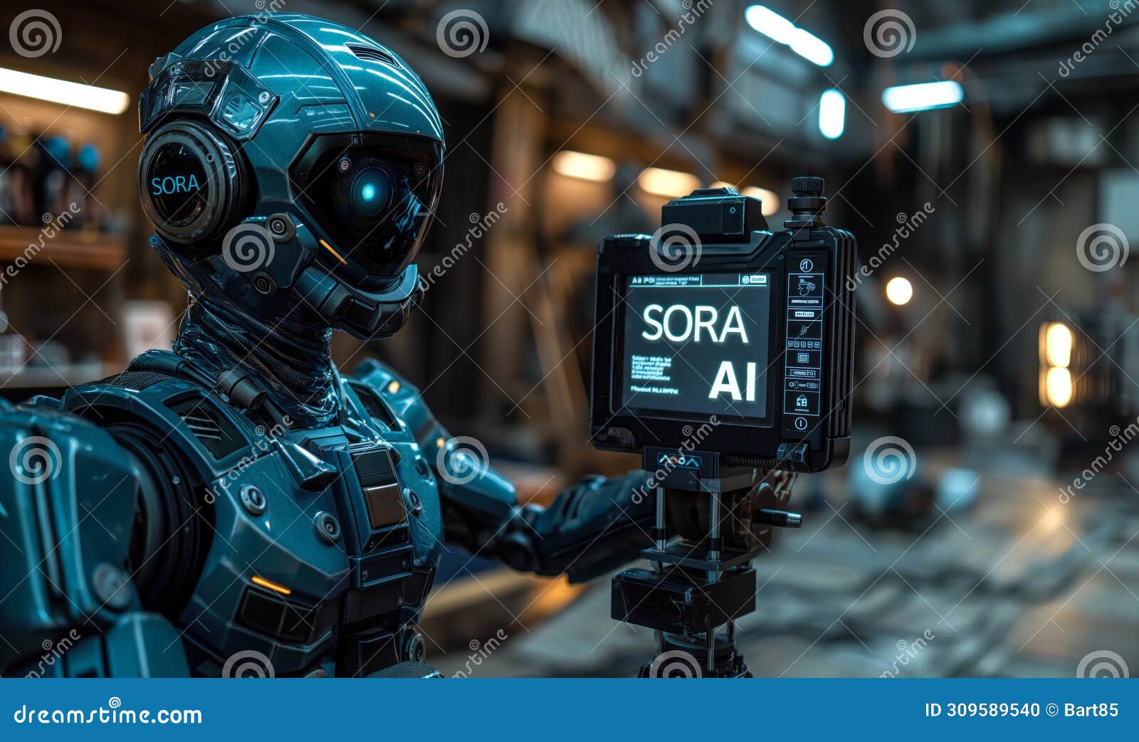 Advanced Humanoid Robot Filmmaker Demonstrating Sora Text-to-Video AI ...