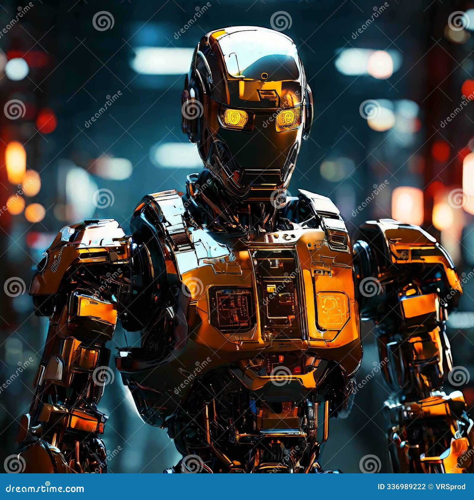 Advanced Humanoid Robot in a High-tech Industrial Setting Stock Photo ...