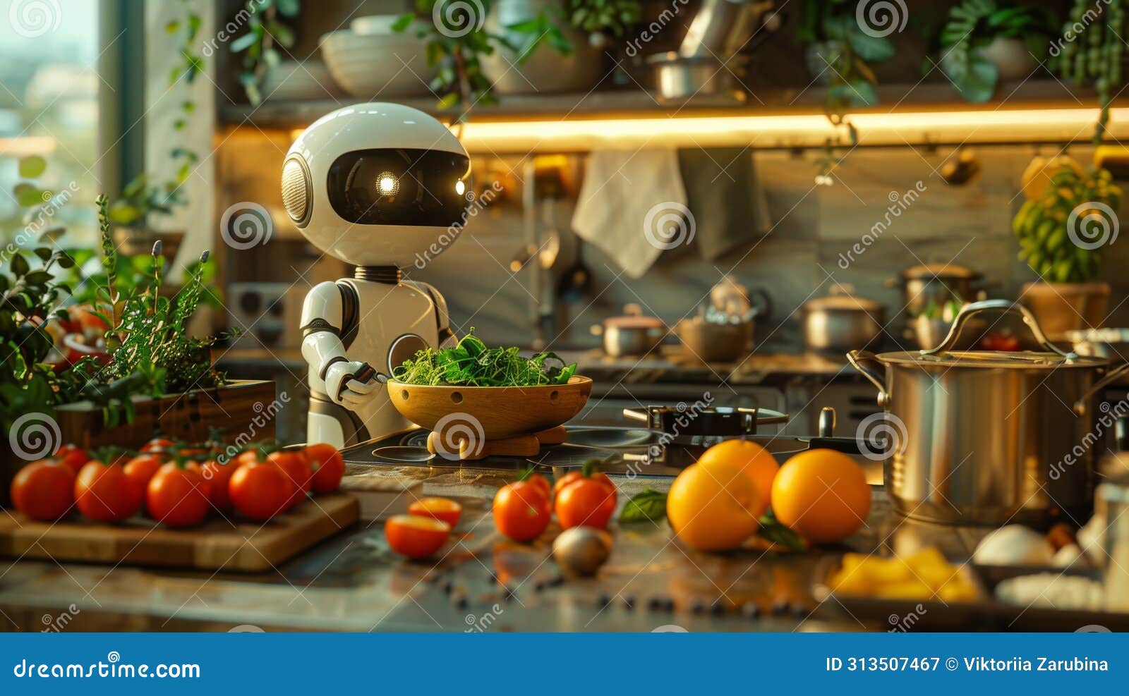 Humanoid Robot is Cooking AI Generated Stock Illustration ...