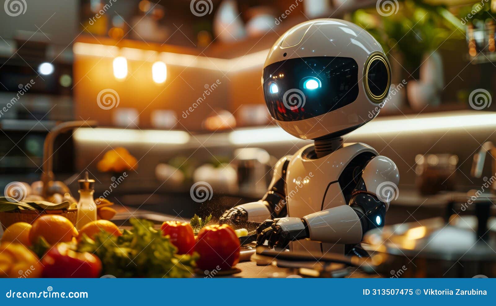 Humanoid Robot Cooking AI Generated Stock Illustration - Illustration ...