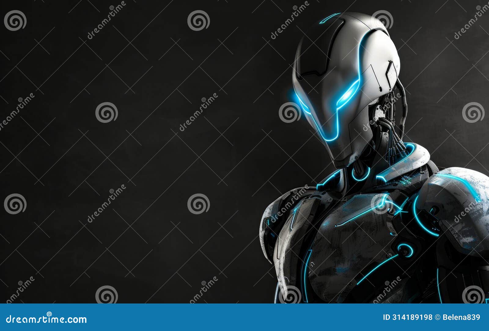 An Advanced Humanoid Robot with a Sleek, Metallic Design and Glowing ...