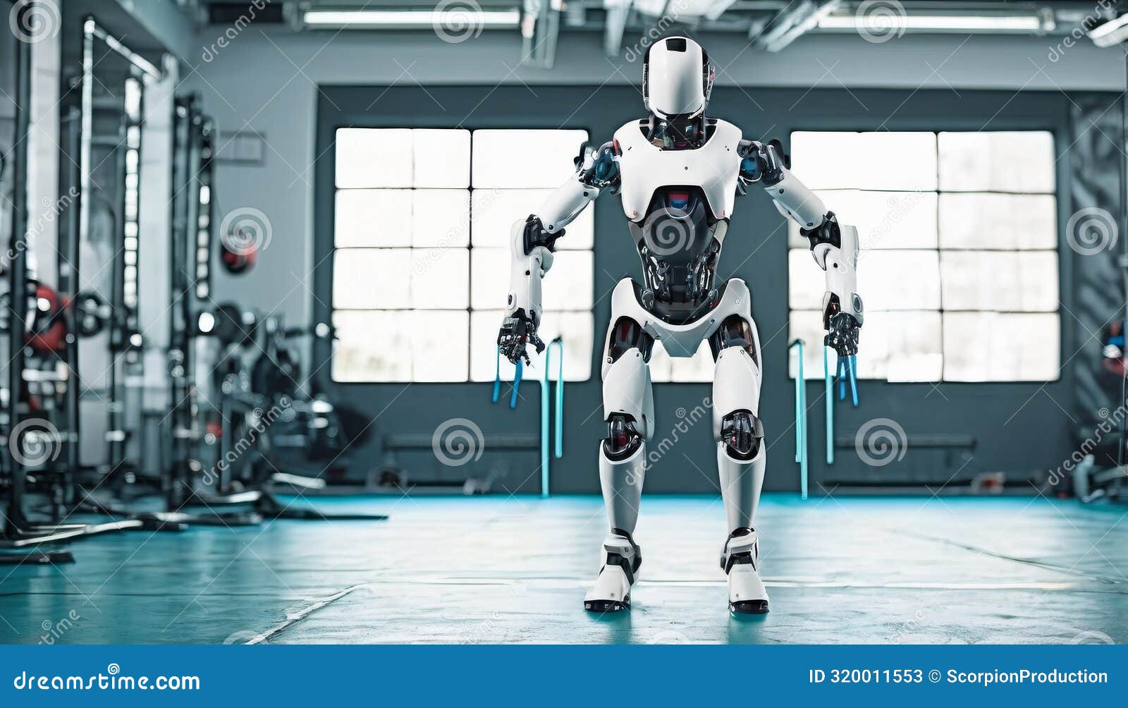 Advanced Humanoid Robot Training at Gym Stock Image - Image of exercise ...