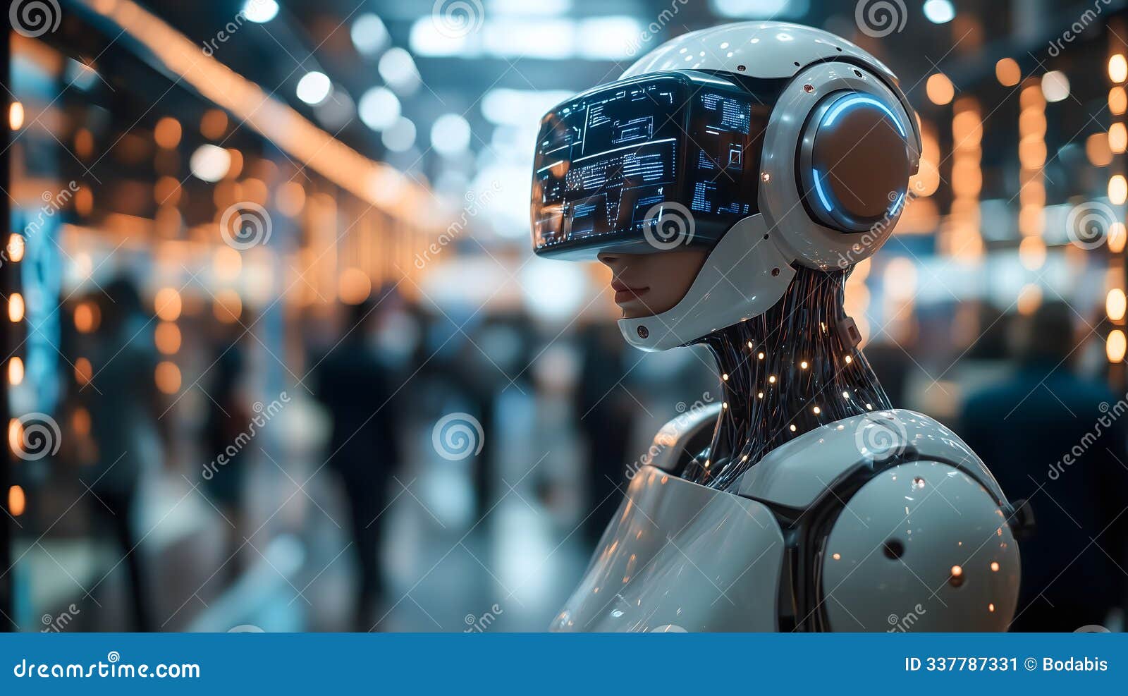 Advanced Humanoid Robot with VR Interface in a Futuristic Environment ...