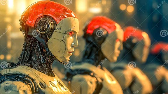 Robots Waiting in a Technological Revolution Setting Stock Photo - Image of robotics, progress ...