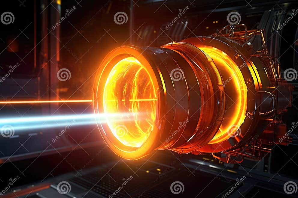 Advanced Ion Thruster Engine Glowing in Space Stock Photo - Image of ...