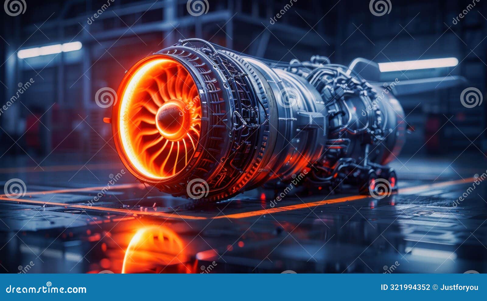 Advanced Jet Engine with Glowing Turbine. Generative Ai Stock ...