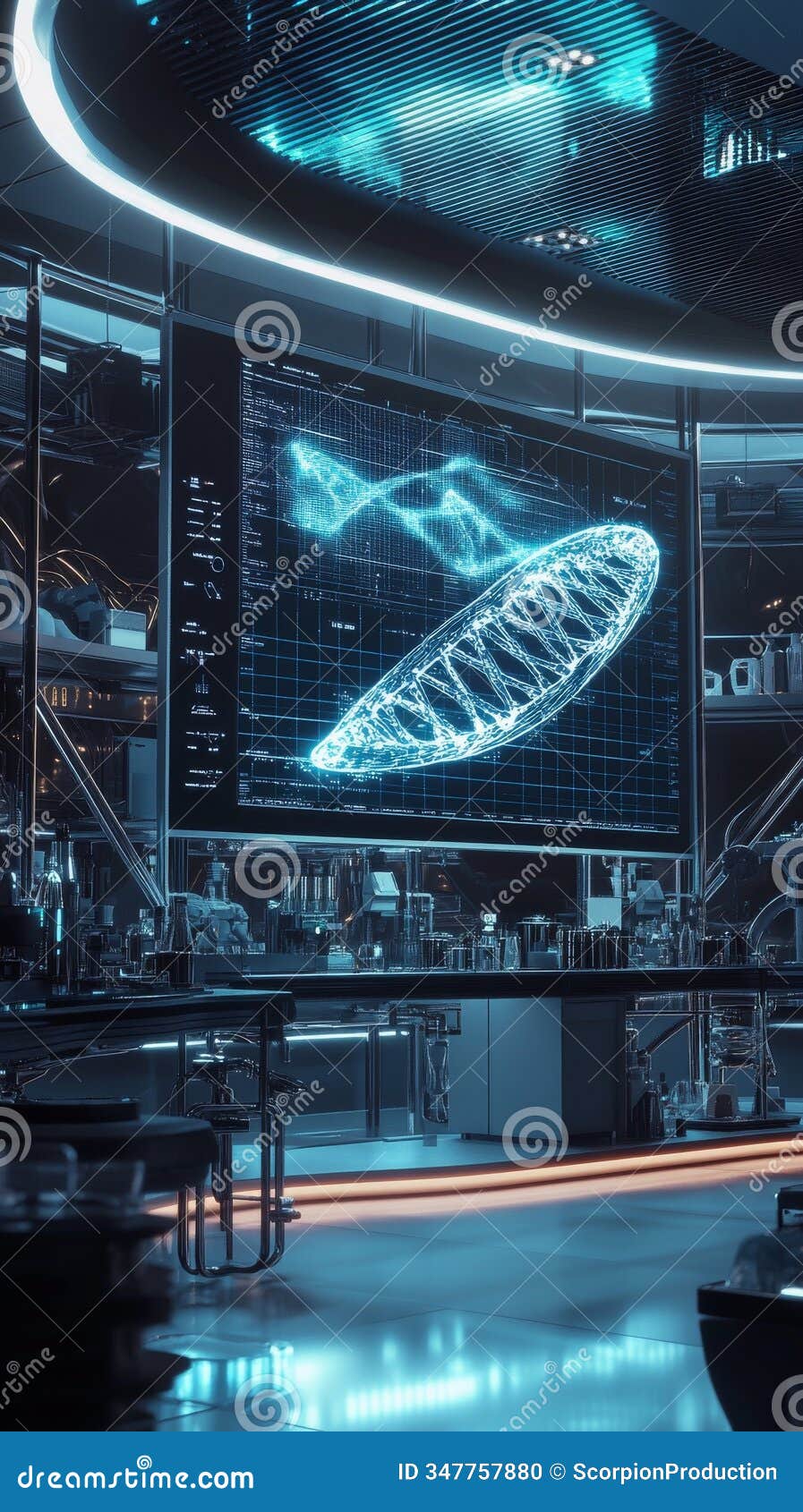 Advanced Laboratory with 3D DNA Visualization Screen Stock Photo ...